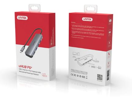 תחנת עגינה Unitek uHUB P5+ TYPE-C to USB3x4 TYPE-Cx1 5Gbps H1107A